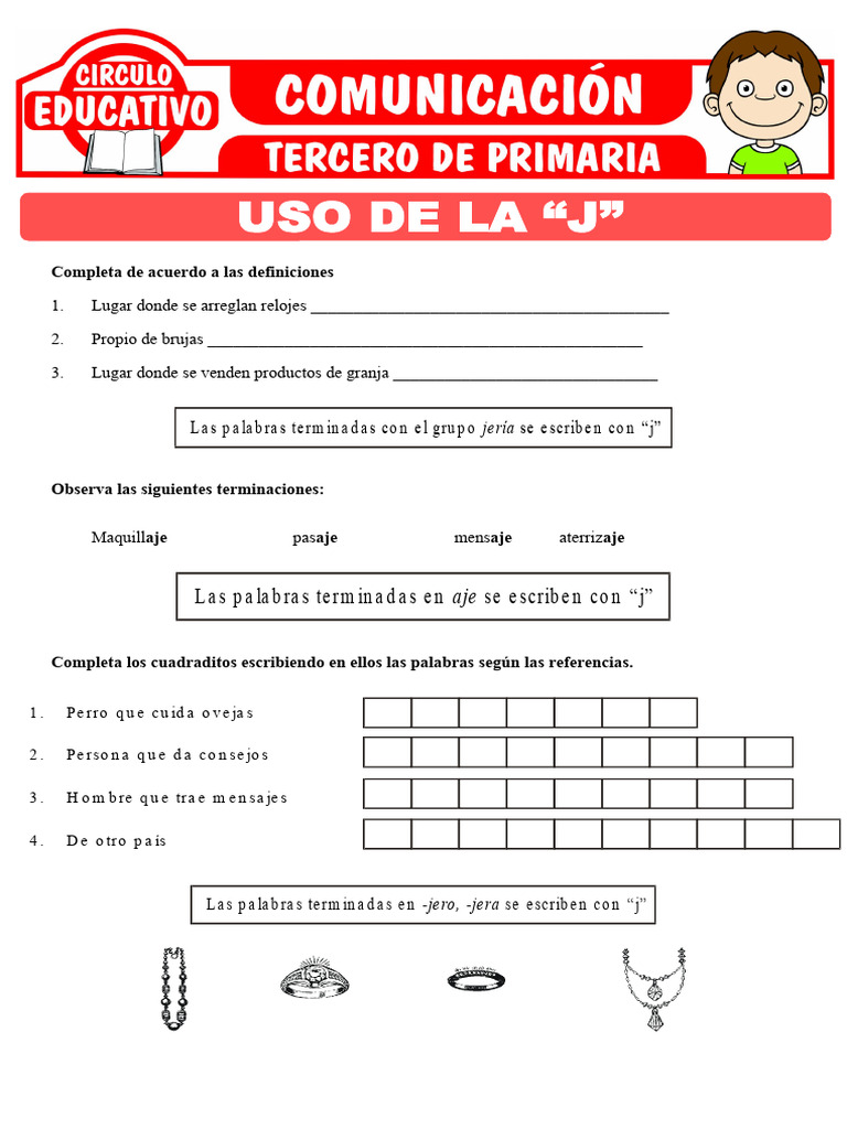 Uso de La J para Tercero de Primaria | PDF