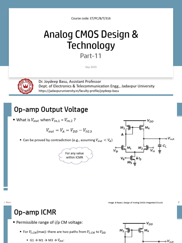 Class - Analog CMOS Design & Tech - Part-11 | PDF | Electronics | Electronic Design