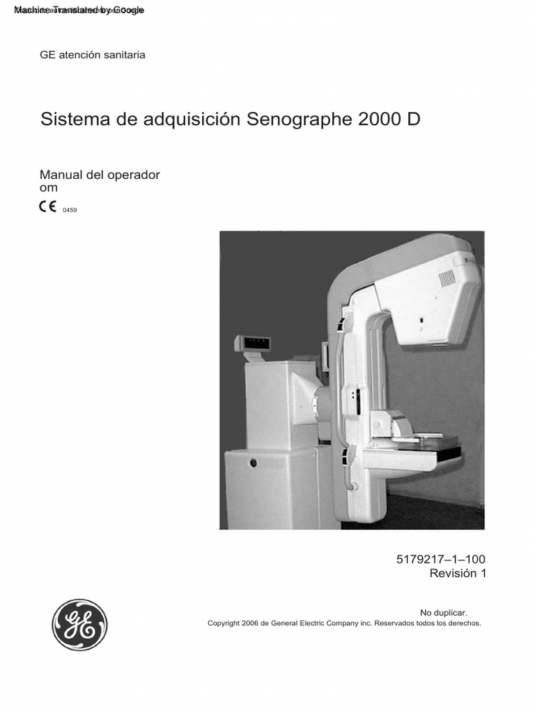 Manual de Usuario - Mastógrafo GE Senographe 2000D | PDF | Radio ...