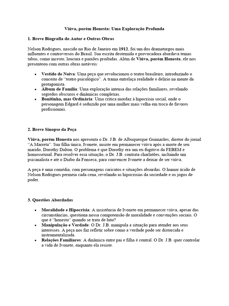 Análise de Viúva, Porém Honesta | PDF | Comédia | Piadas