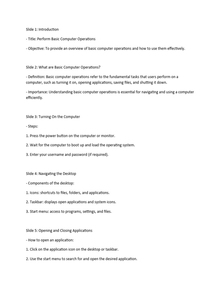 Basic Computer Operations Guide | PDF | Computer File | Icon (Computing)