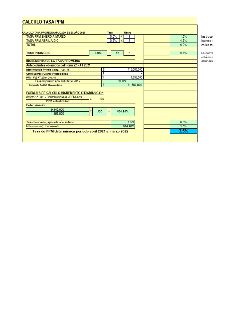 Cálculo Tasa PPM Chile | PDF