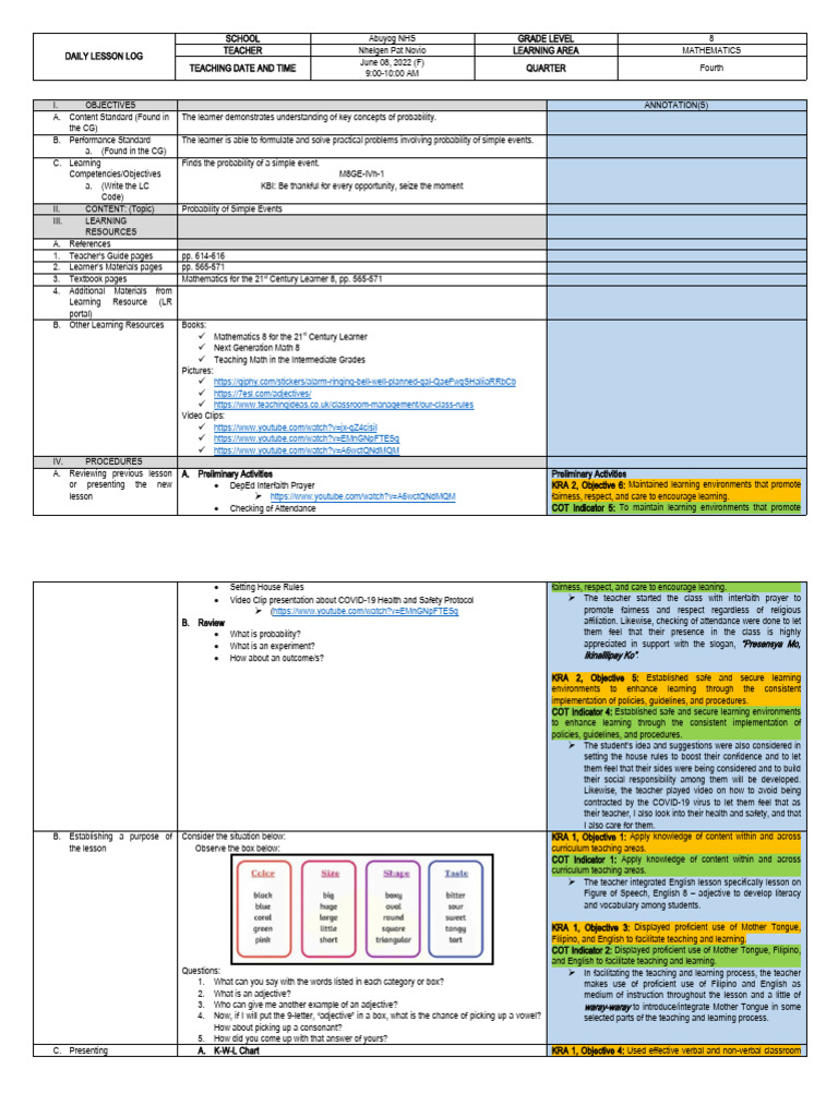 2nd LP For Classroom Observation Demo Teaching Final 2021 2022 | PDF | Differentiated ...