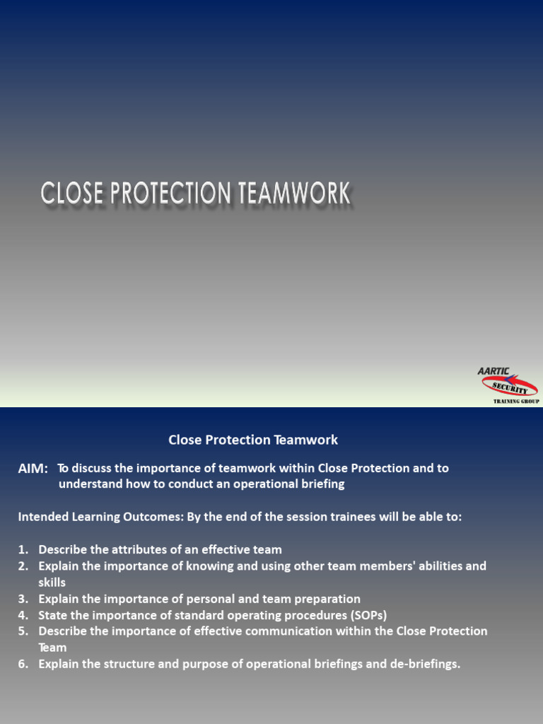 Close Protection Teamwork Essentials | PDF | Bodyguard