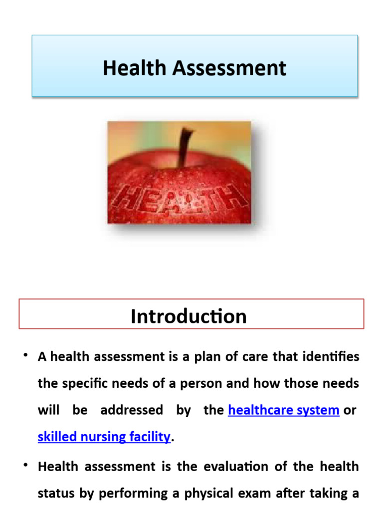 Overview of Health Assessment in Nursing | PDF | Nursing | Physical ...