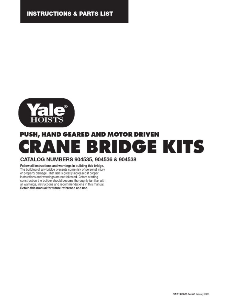 Crane Bridge Kit Instructions & Parts List | PDF | Beam (Structure) | Crane (Machine)