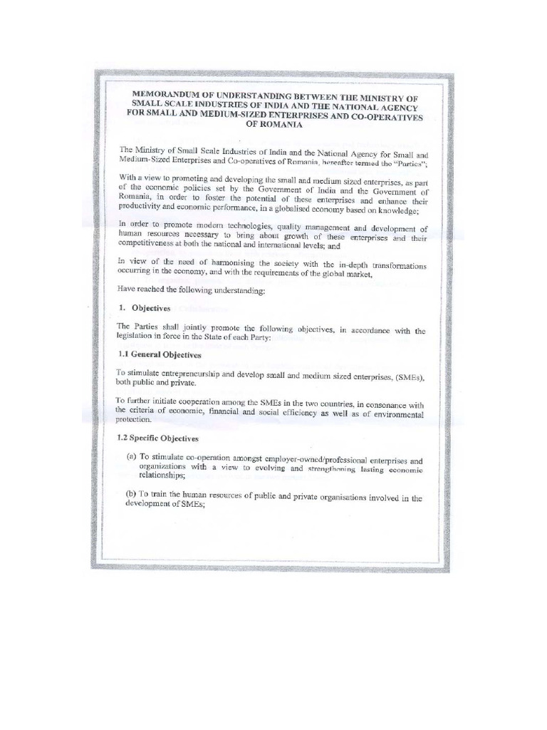 MoU India and Romania (Eng) | PDF