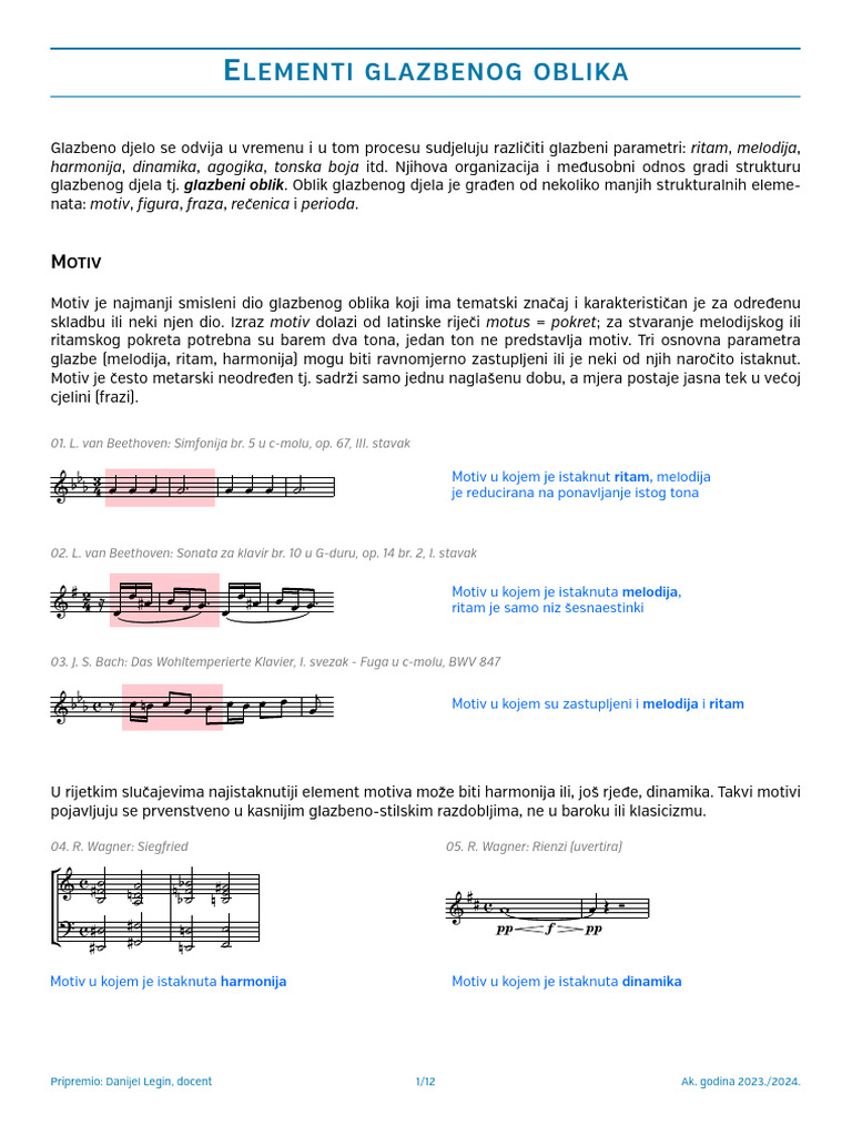 02 Elementi Glazbenog Oblika | PDF