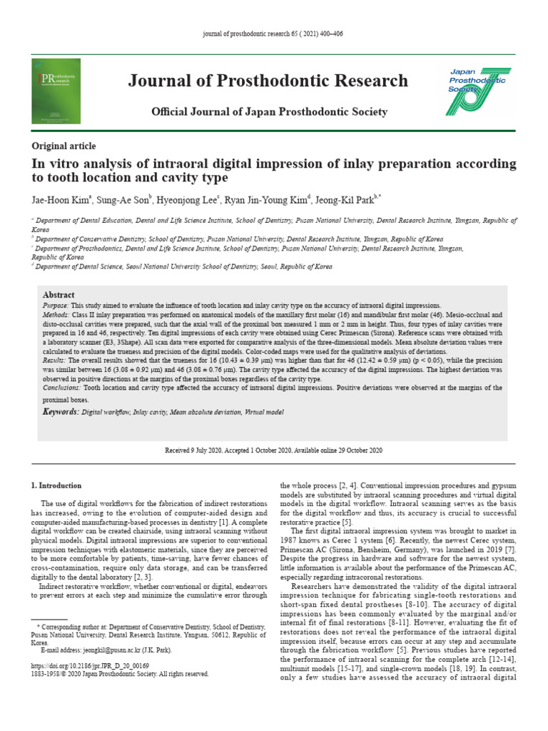 65 - JPR - D - 20 - 00169 - 1 | PDF | Accuracy And Precision | Dentistry