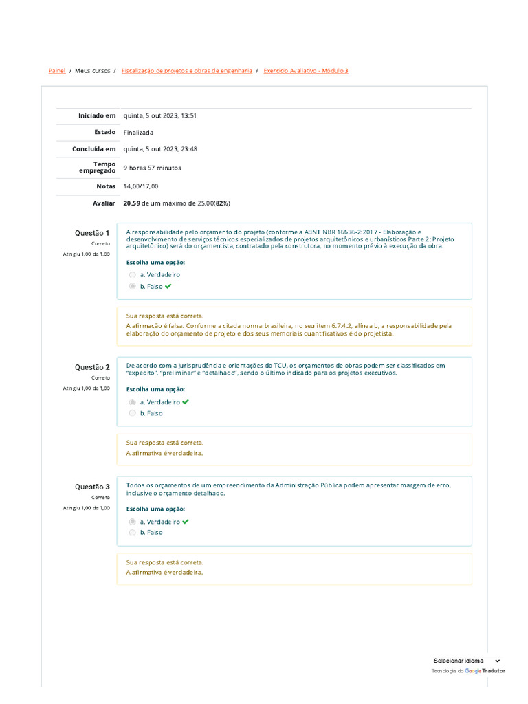 Exercício Avaliativo - Módulo 3 - Revisão Da Tentativa | PDF
