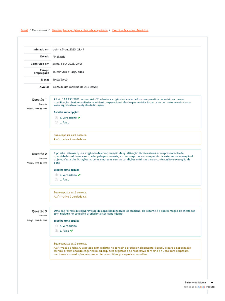Exercício Avaliativo - Módulo 4 - Revisão Da Tentativa | PDF