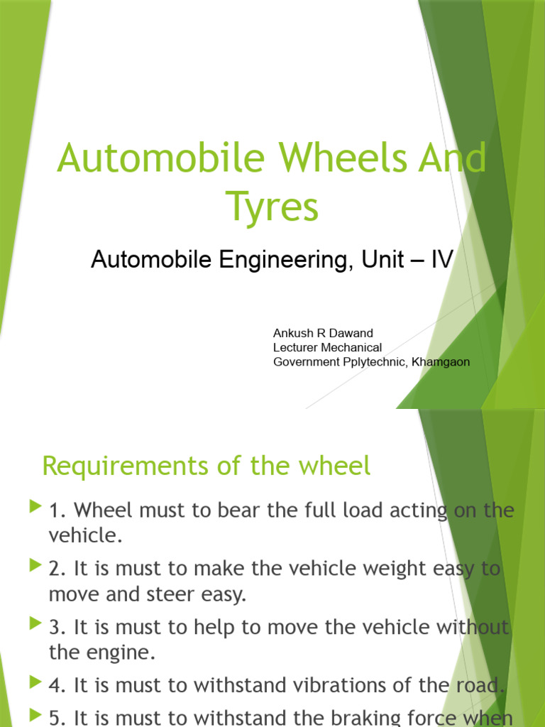 Unit 4 Wheels and Tyres | PDF | Tire | Wheel