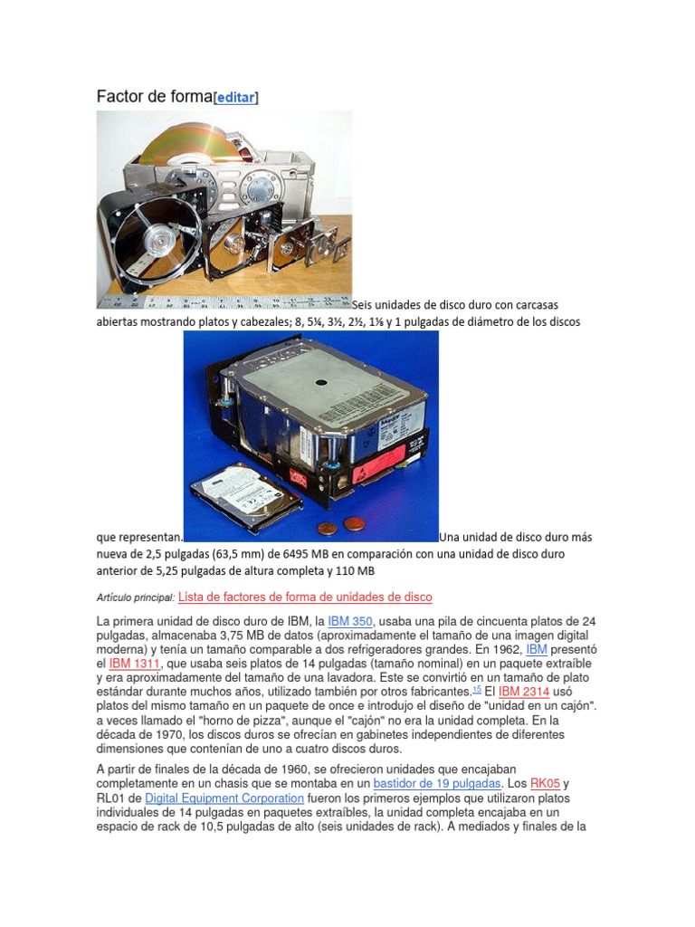 Factor de Forma | PDF | Disco duro | Disco flexible