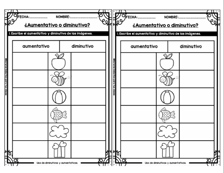 Aumentativos y Diminutivos Primero | PDF