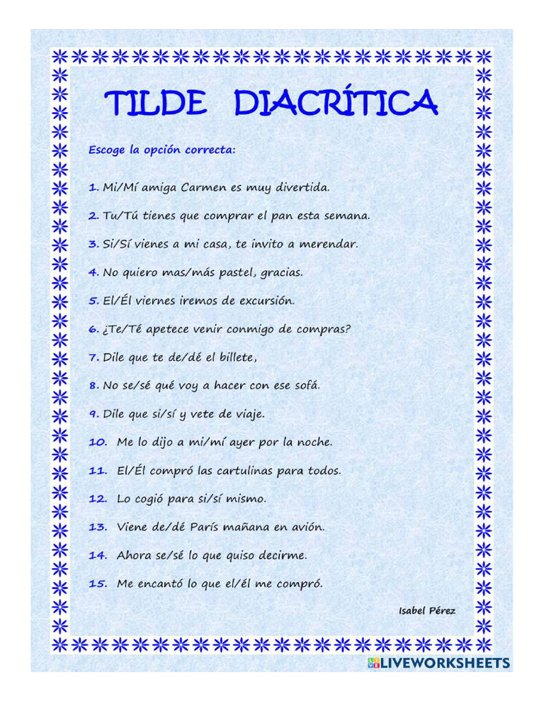 Ejerccio Tilde Diacritica | PDF