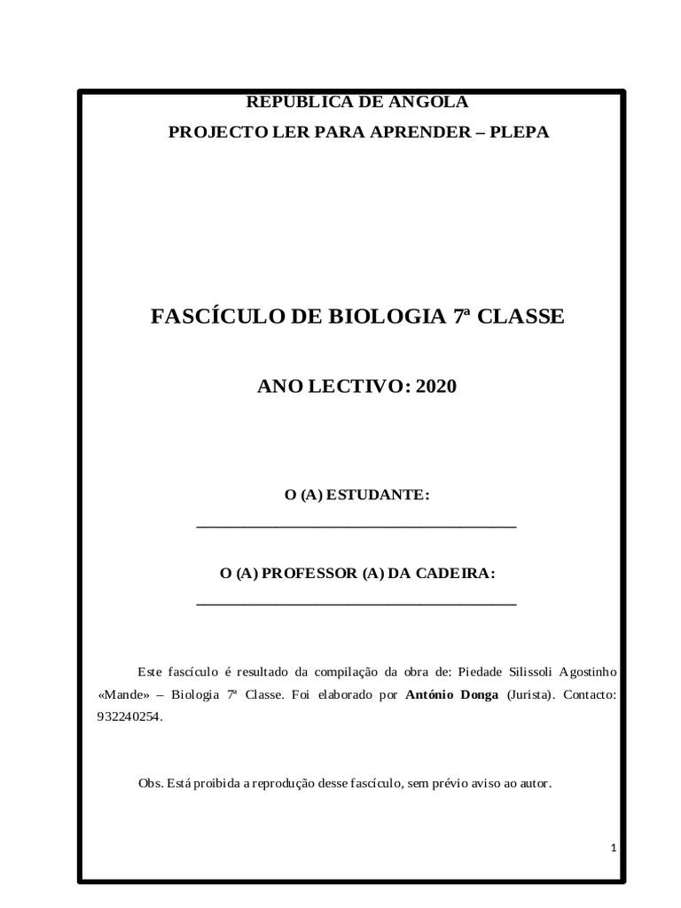Manual de Biologia 7 Classe | PDF | Semente | Raiz