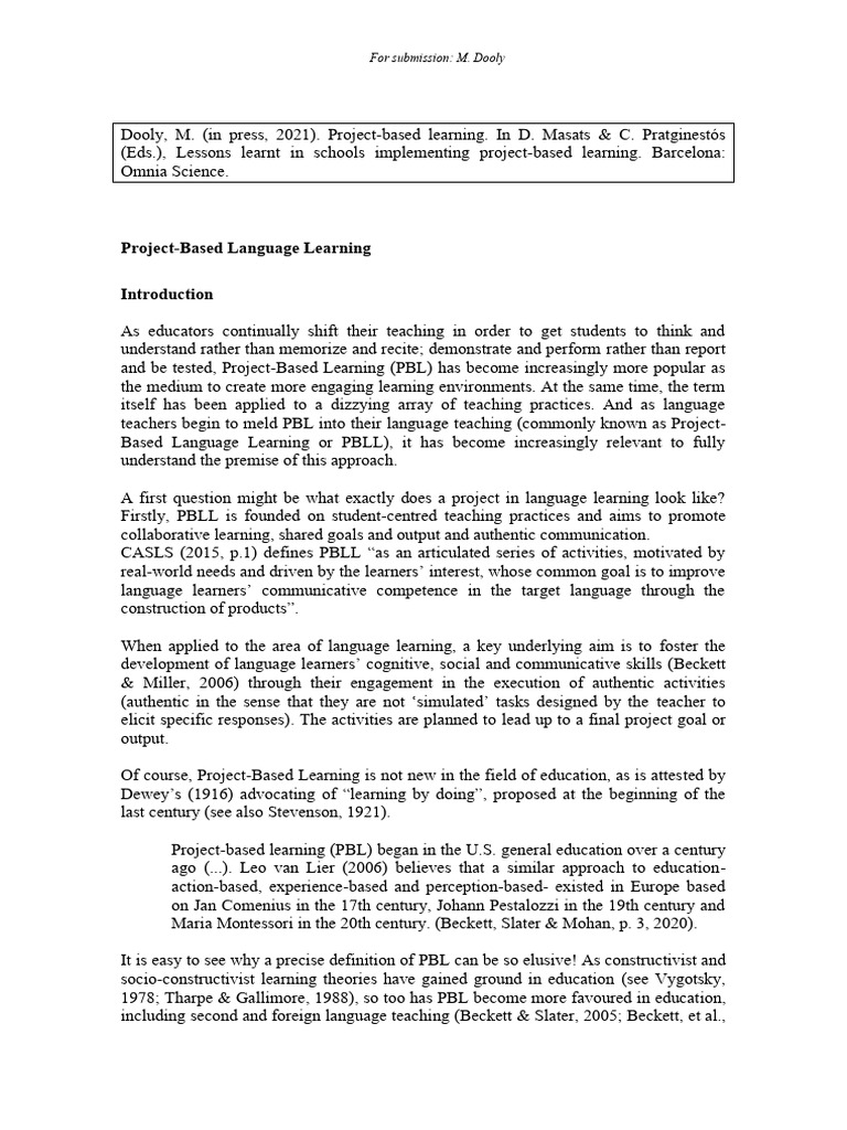 Dooly in Press | PDF | Learning | Project Based Learning