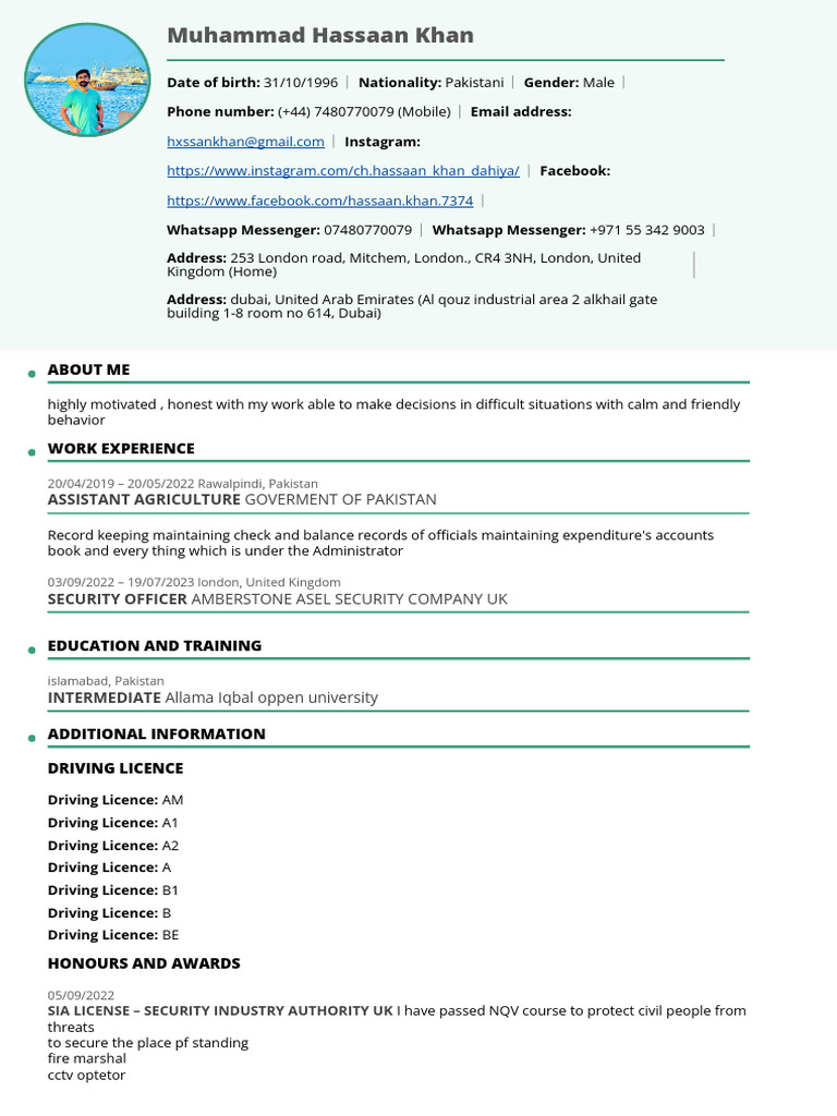 My CV | PDF | Pakistan