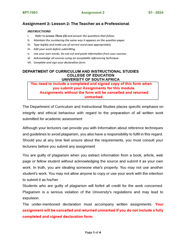 Semester 1 - Assignment 2 - 2024 - 12T | PDF | Plagiarism | Human Communication