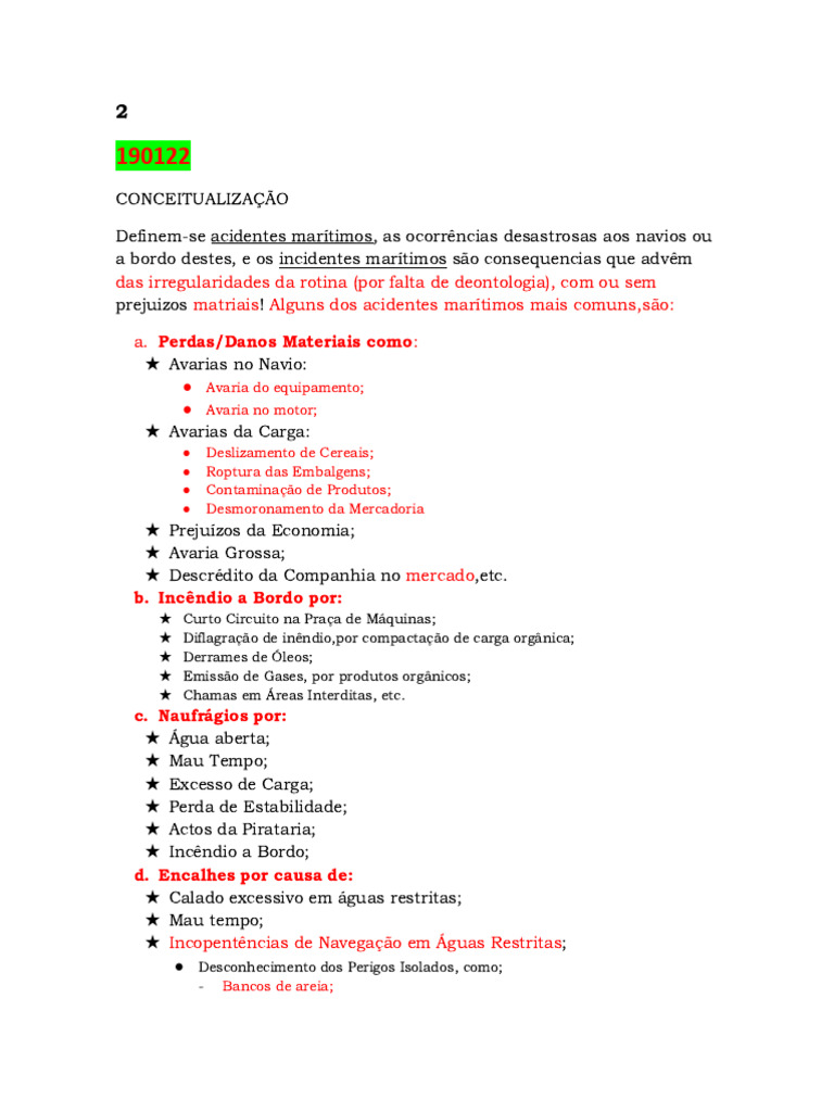 1 Acident. - Incident - Mar-Timo - Conceitos | PDF