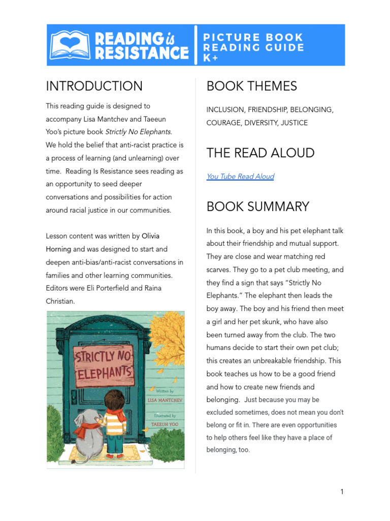 Strictly No Elephants (FREE READING GUIDE) | PDF