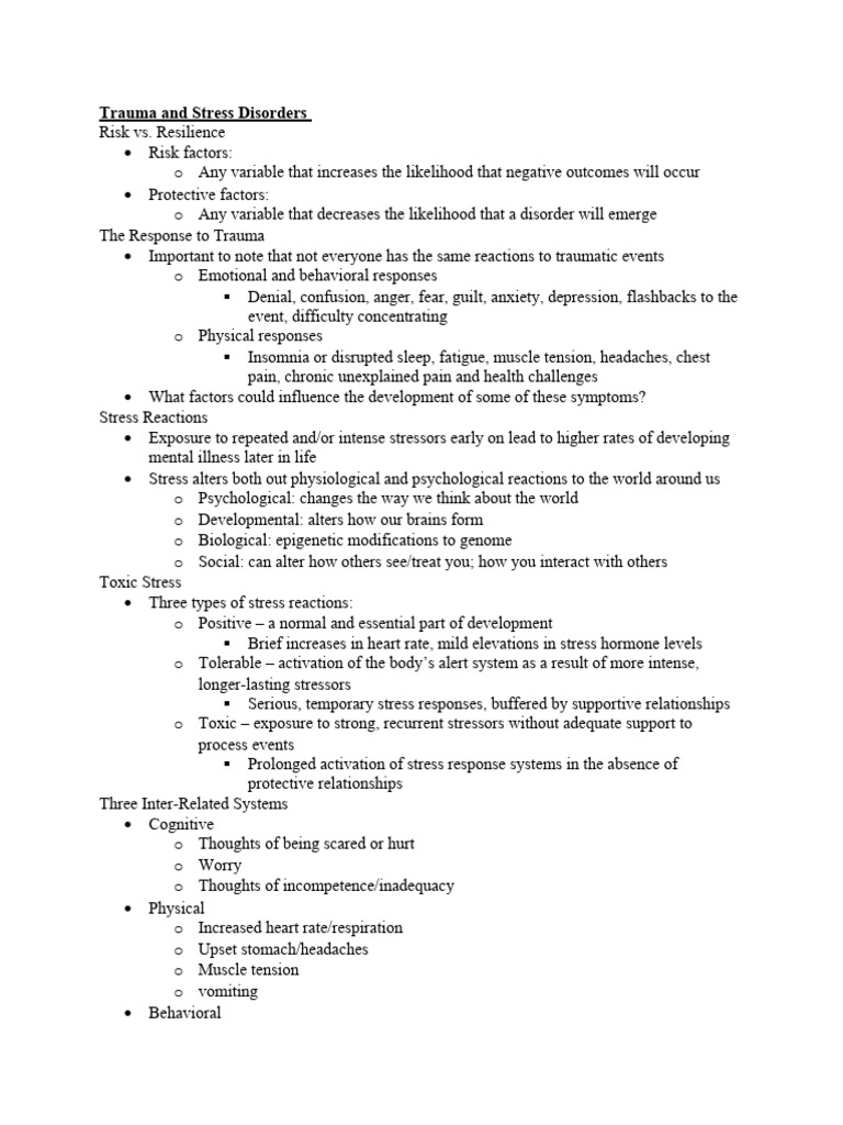 Psych 410 PTSD Notes | PDF | Psychological Trauma | Stress (Biology)