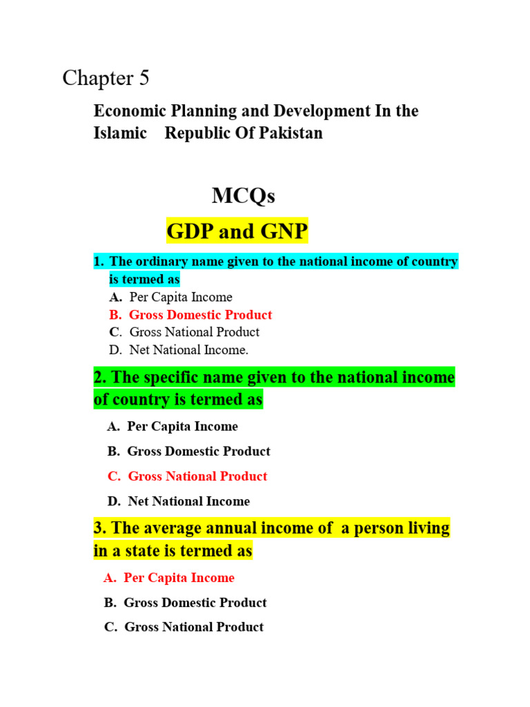 Chapter 5 MCQS | Download Free PDF | Gross Domestic Product ...
