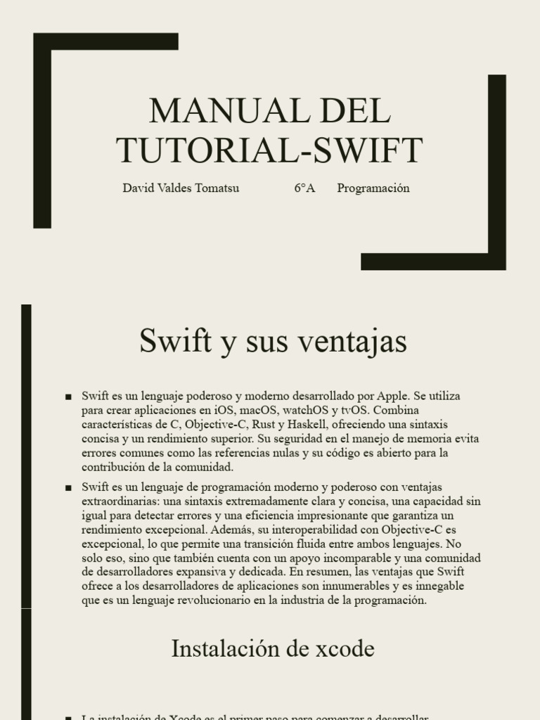 Manual Swift | PDF | Tipo de datos | Clase (Programación informática)