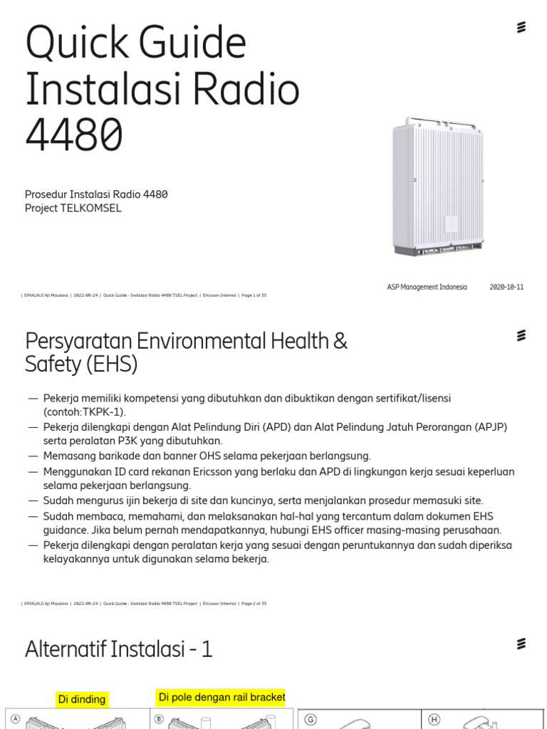 Quick - Guide - Instalasi - Radio - 4480 - TSEL - Rev PD4 | PDF Quick - Guide - Instalasi - Radio - 4480 - TSEL - Rev PD4 | PDF
