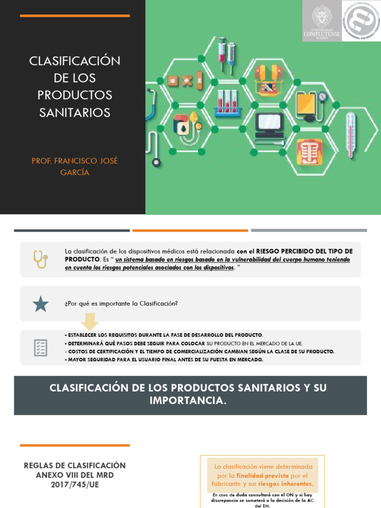 Tema 2. Clasificación de Los Productos Sanitarios | PDF | Dispositivo médico | Medicamentos con ...