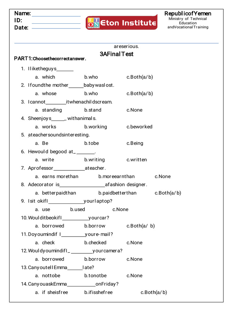 3A Final Exam. | PDF