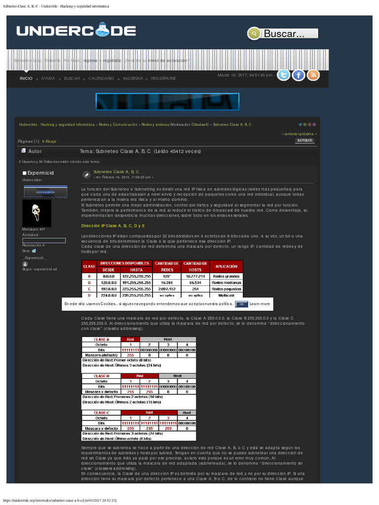 Subneteo Clase A, B, C - Underc0de - Hacking y Seguridad Informática | PDF | Dirección IP ...
