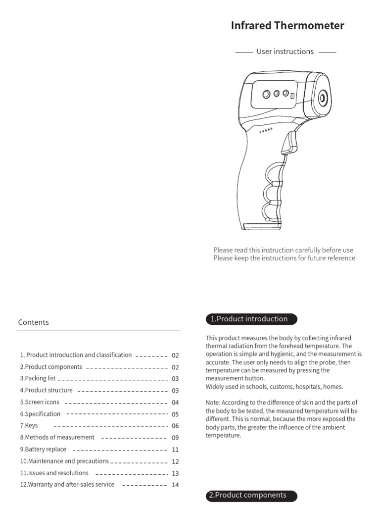 TG8818H Infrared Thermometer Introduction Book | PDF | Celsius | Fahrenheit