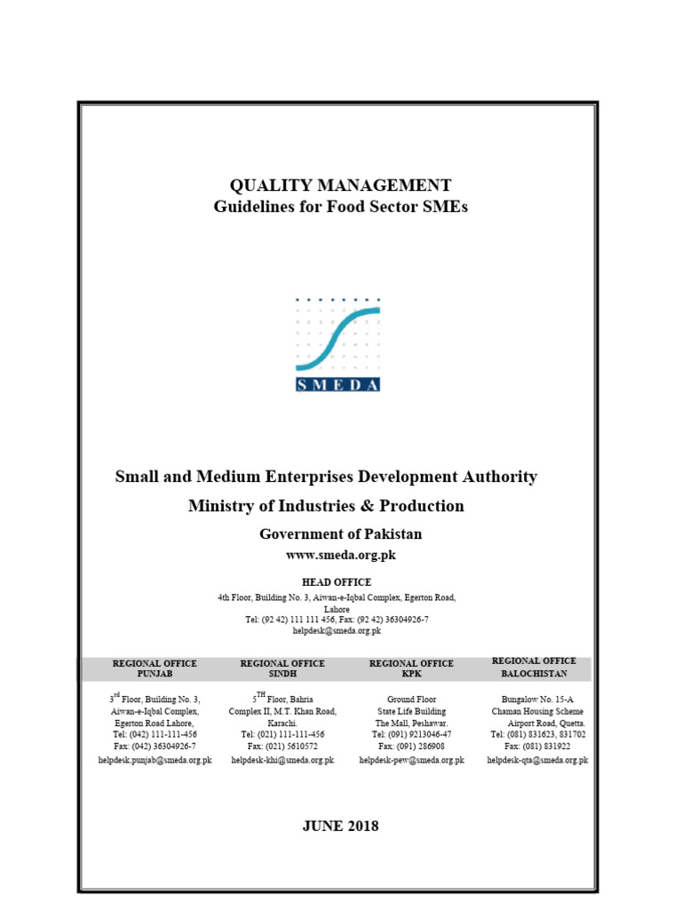 Quality Management - Guidelines For Food Sector SMEs | PDF | Quality ...