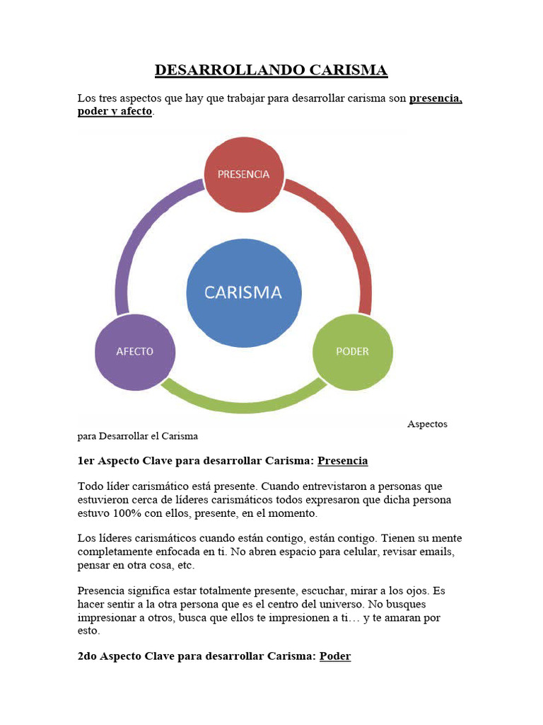 Desarrolla Carisma: Presencia, Poder y Afecto | PDF | Comunicación no ...