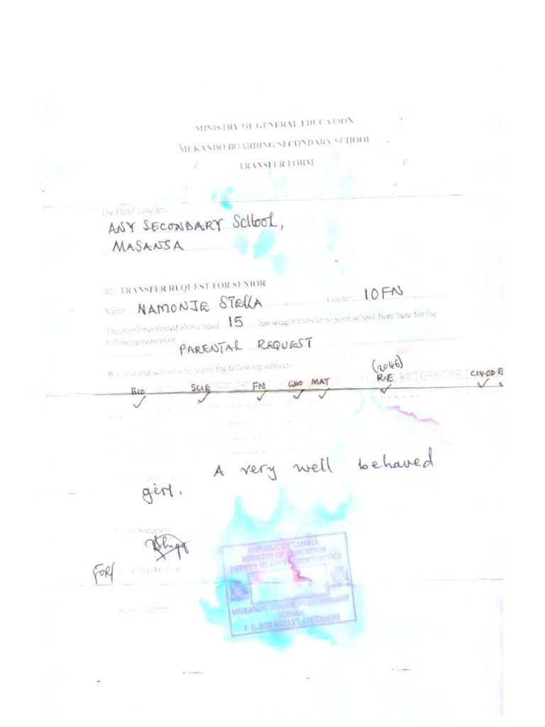 Transfer Form | PDF