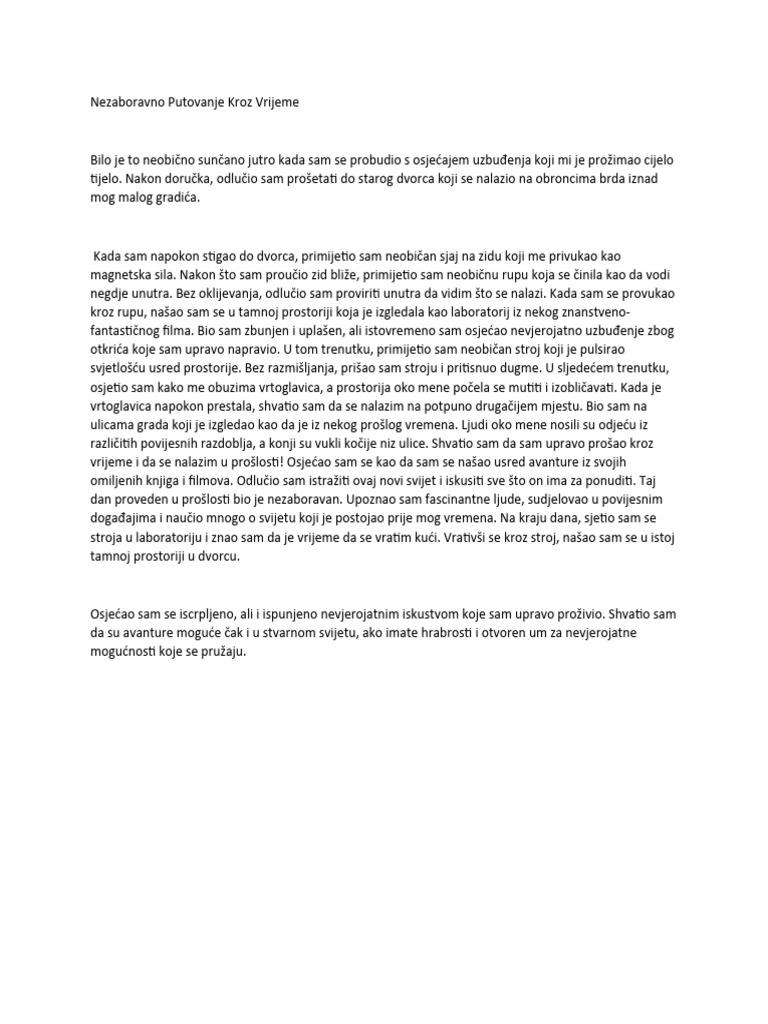 Nezaboravno Putovanje Kroz Vrijeme | PDF