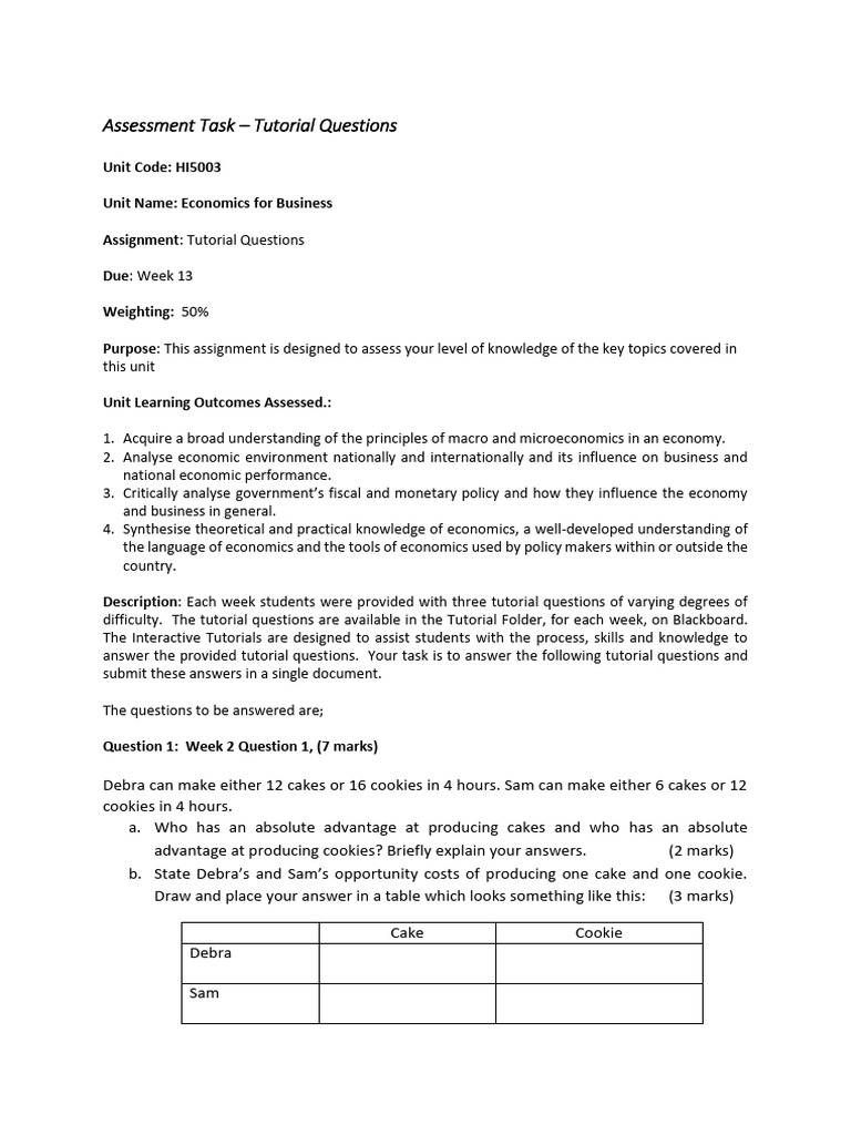 HI5003 Tutorial Assessment T2.2020 | PDF | Economics | Plagiarism
