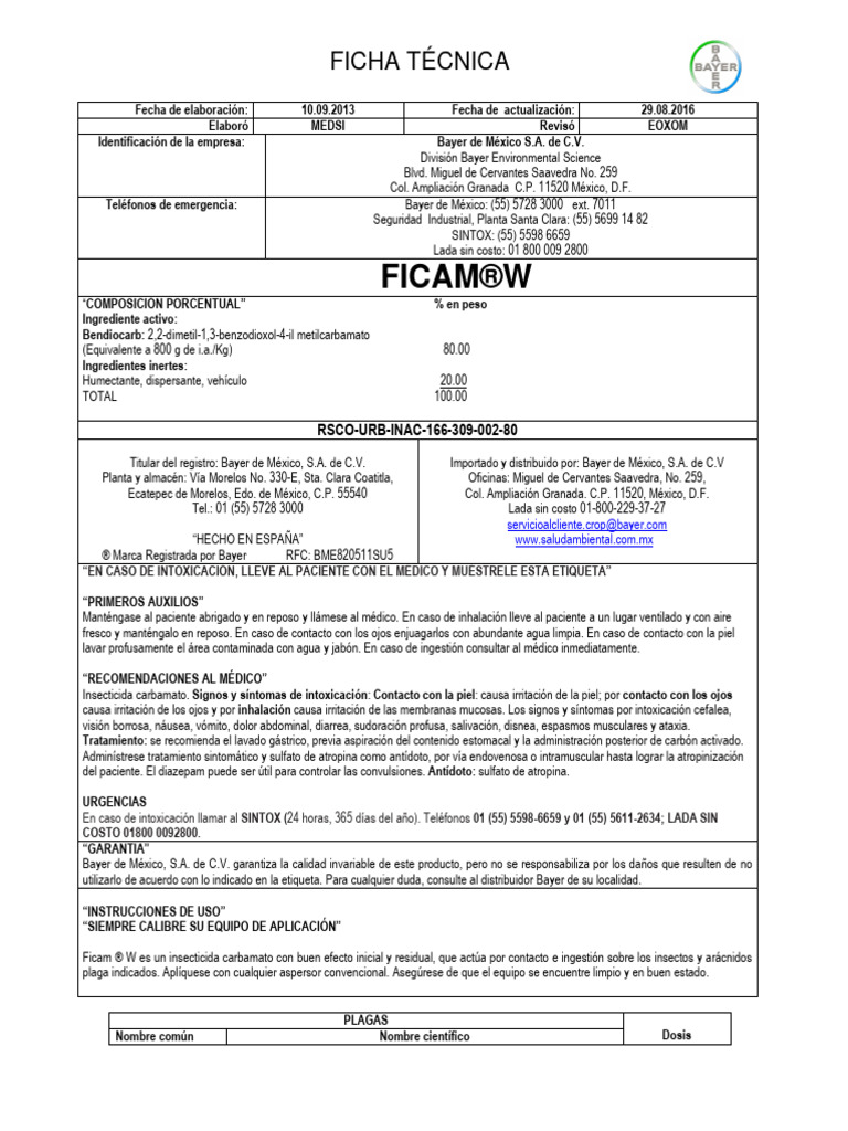 FICAM Ficha Técnica | PDF