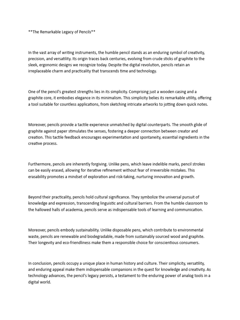 Essay For Pencil | PDF
