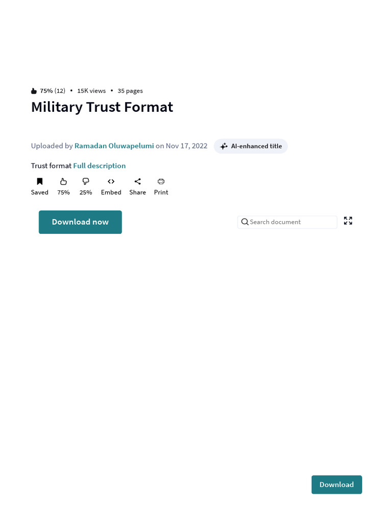 Military Trust Format: Ramadan Oluwapelumi Full Description | PDF | Scribd | Internet