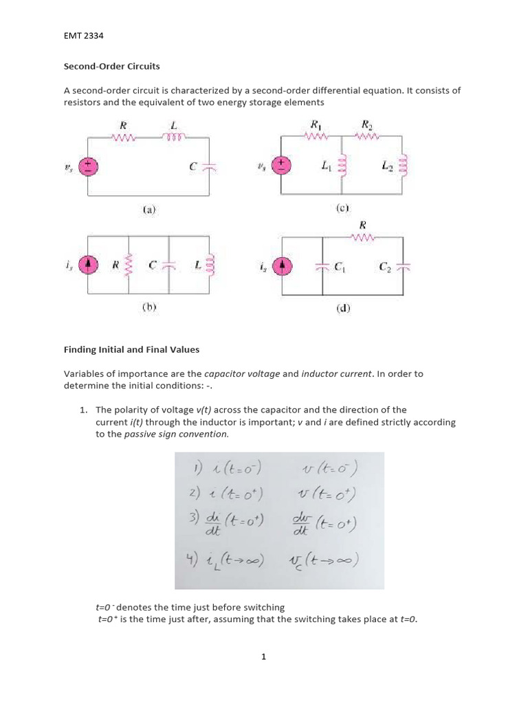 Second Order Circuits - Intro - 290923 | PDF | Electrical Network | Inductor