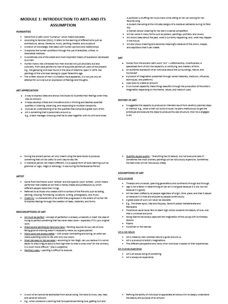 Art Appreciation Modules | PDF | Experience | Paintings