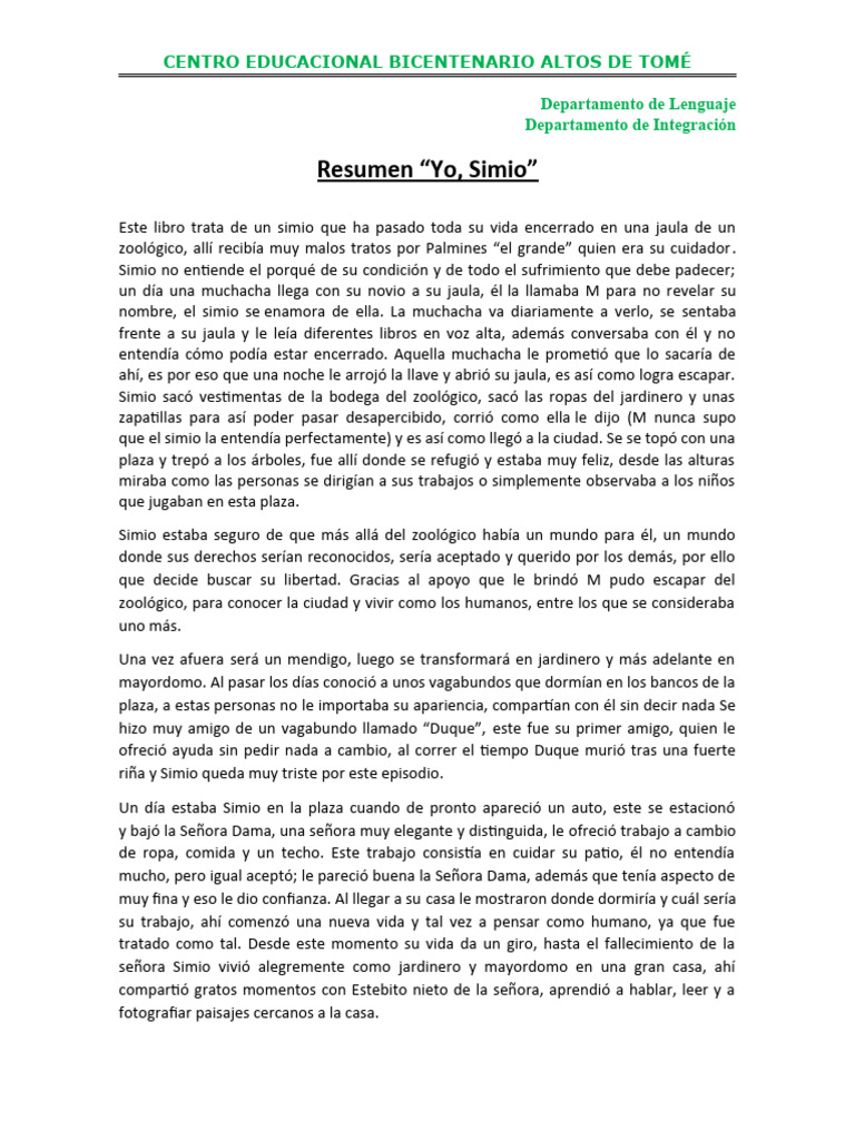 Resumen Yo Simio Pdf