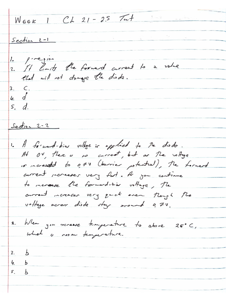 Electronics 1 - Tut 1 Section 2-1 To 2-5 | PDF