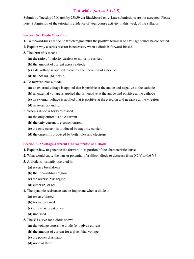 CH 2.1-2.5 Tutorials | PDF | Rectifier | Diode