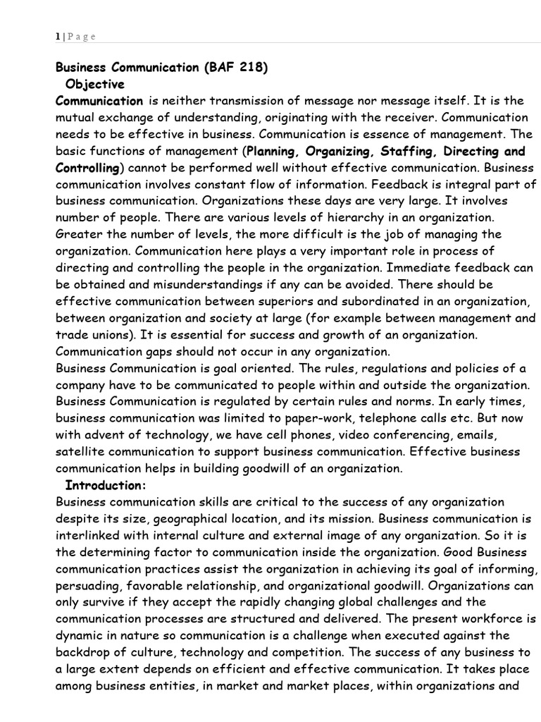 Business Communication Units 1 & 2 | PDF | Communication | Semantics