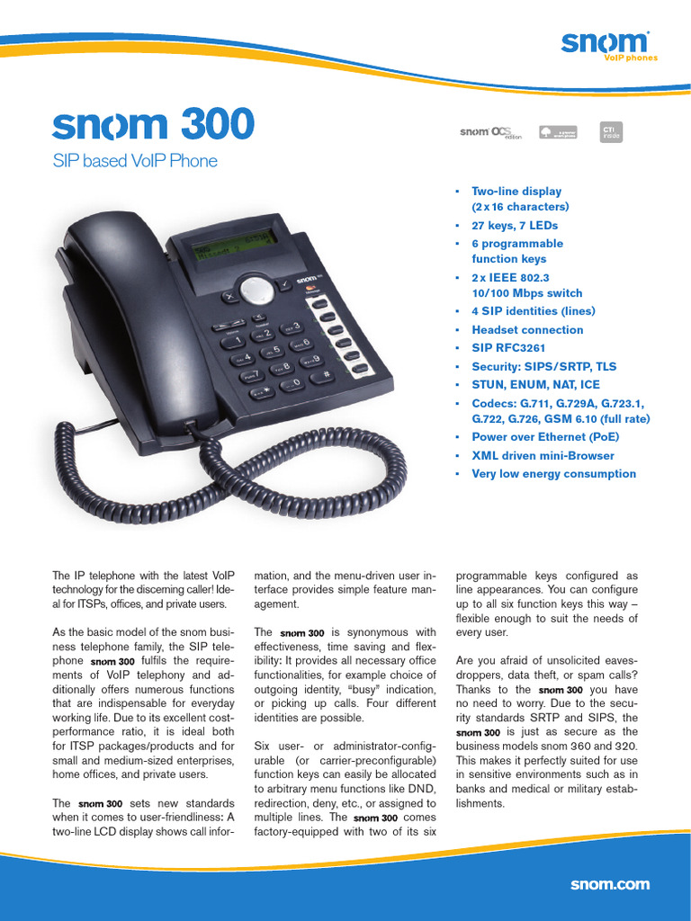 Datasheet Snom300 | PDF | Session Initiation Protocol | World Wide Web