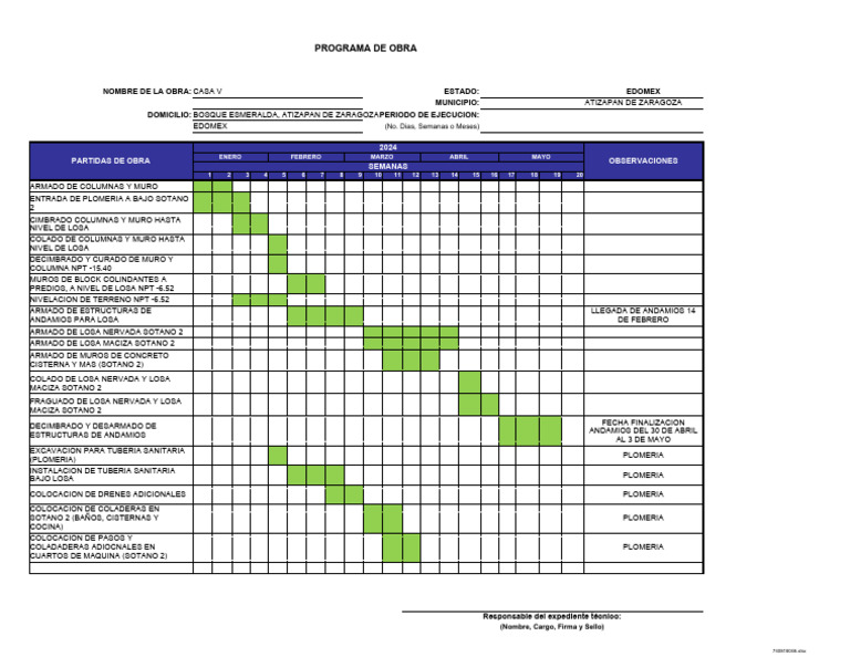 Plan Obra Casa V Atizapán 2024 | PDF