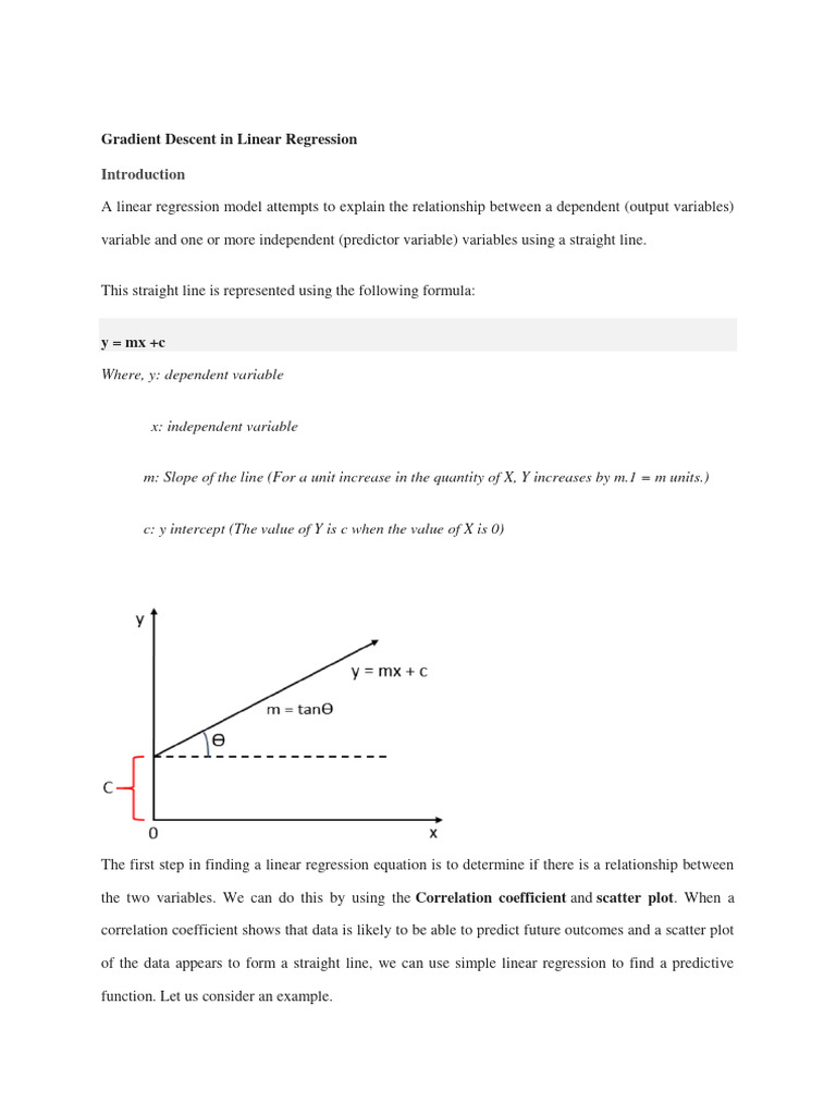 Unit 3.1 Gradient Descent in Linear Regression | PDF | Linear Regression | Dependent And ...